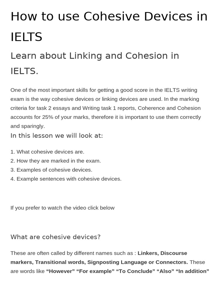 How To Use Cohesive Devices in IELTS | PDF