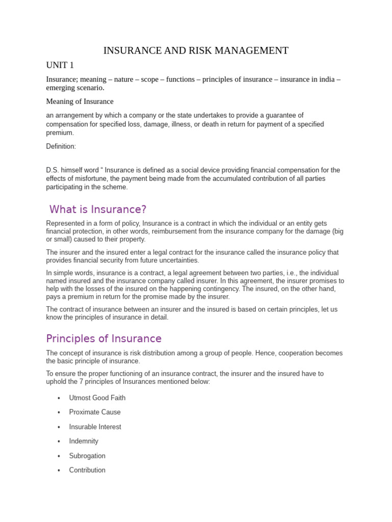 Insurance and Risk Management | PDF | Insurance | Risk