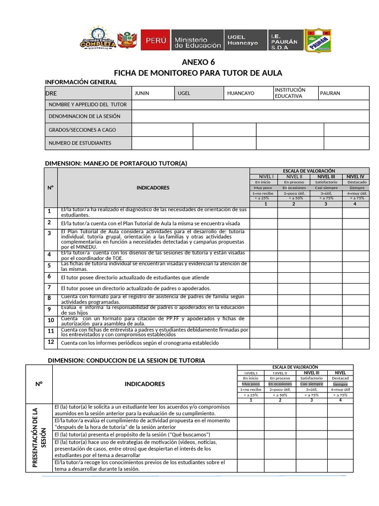 Anexo 6 Monitoreo Al Tutor | PDF