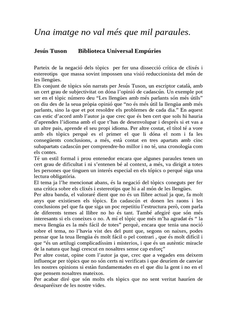 Una Imatge No Val Més Que Mil Paraules | PDF