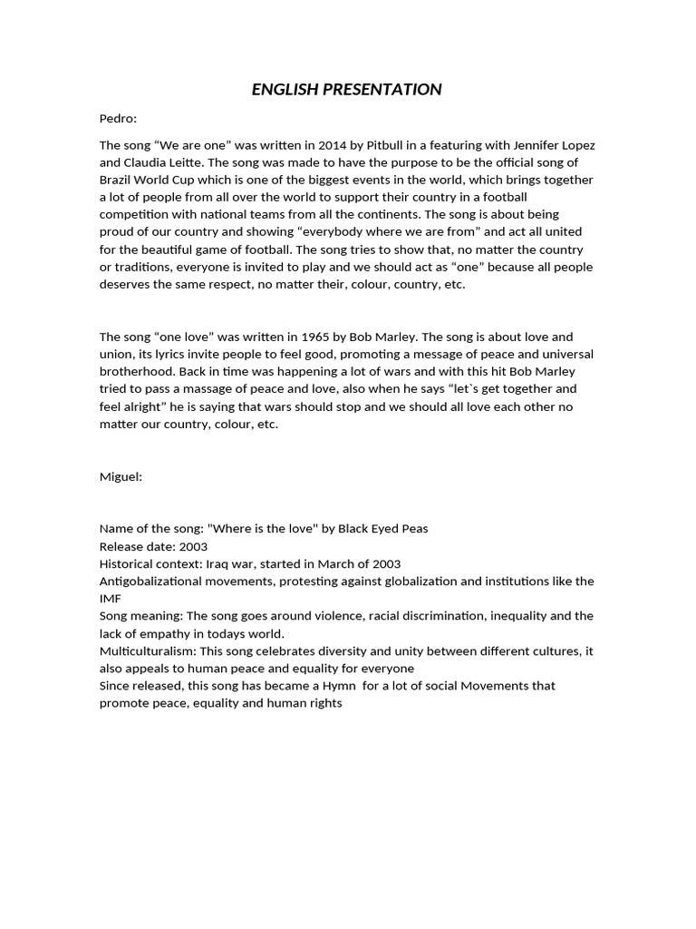 English Presentation | PDF