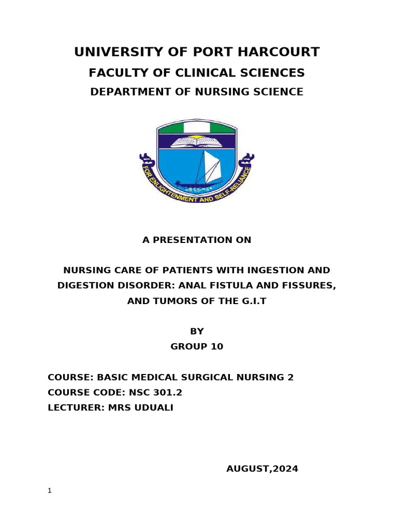 GROUP 10 - Anal Fistula and Fissures J Tumours of GIT-1 | PDF