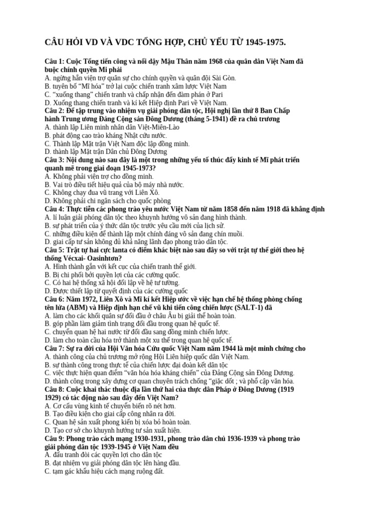 Câu Hỏi Vd Và Vdc Tổng Hợp 45 -75 | PDF