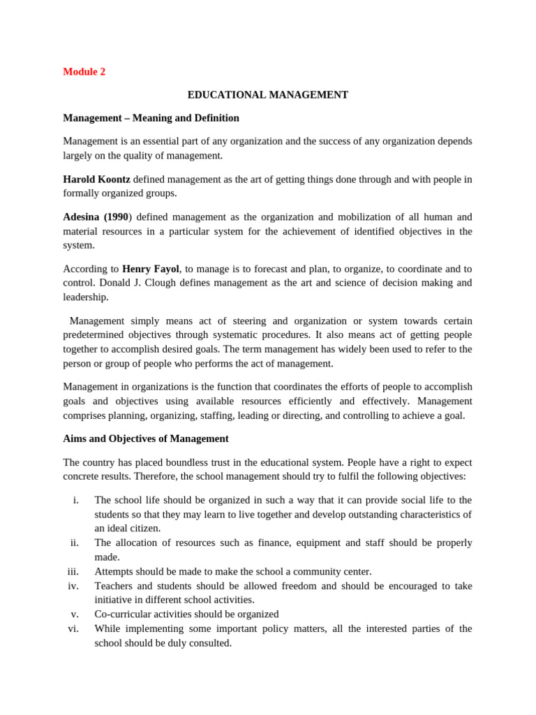 Module 2-Educational Management | PDF