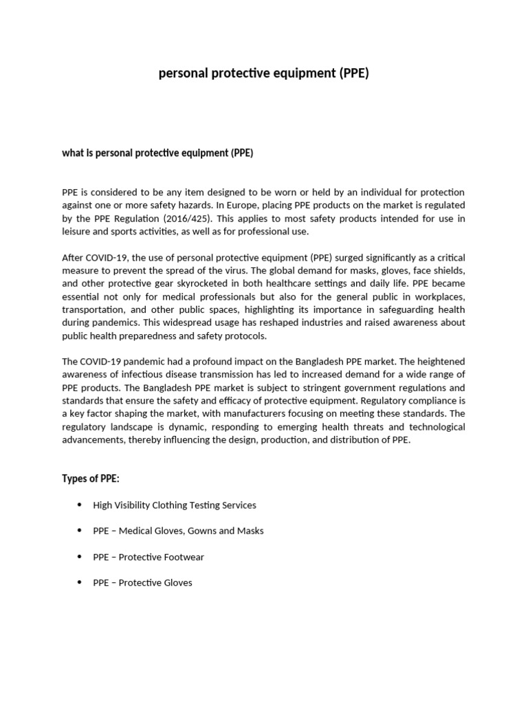 Personal Protective Equipment | PDF