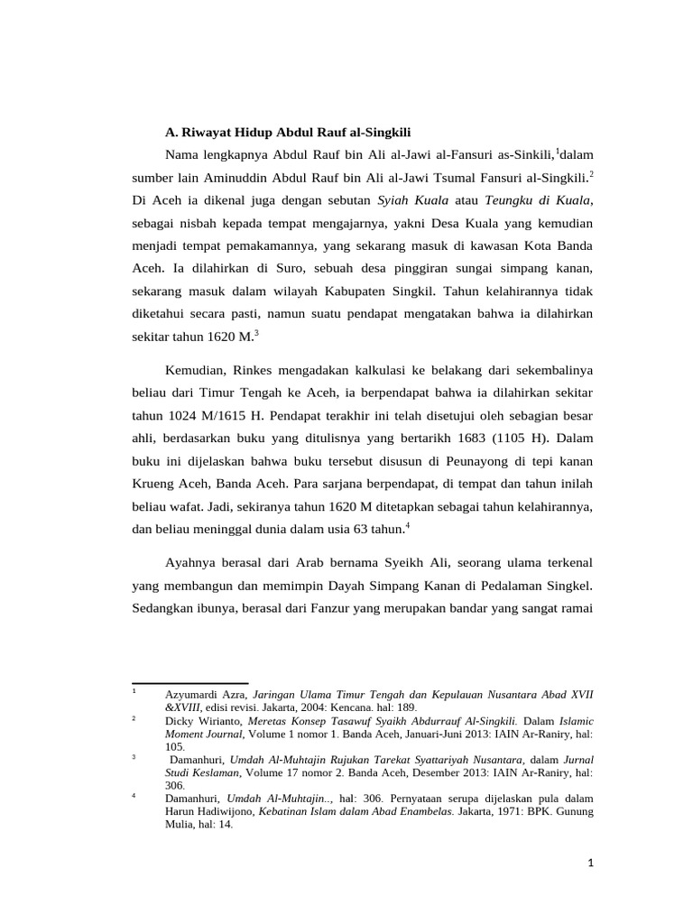 Mengenal Abdul Rauf Singkel Dan Pemikira | PDF