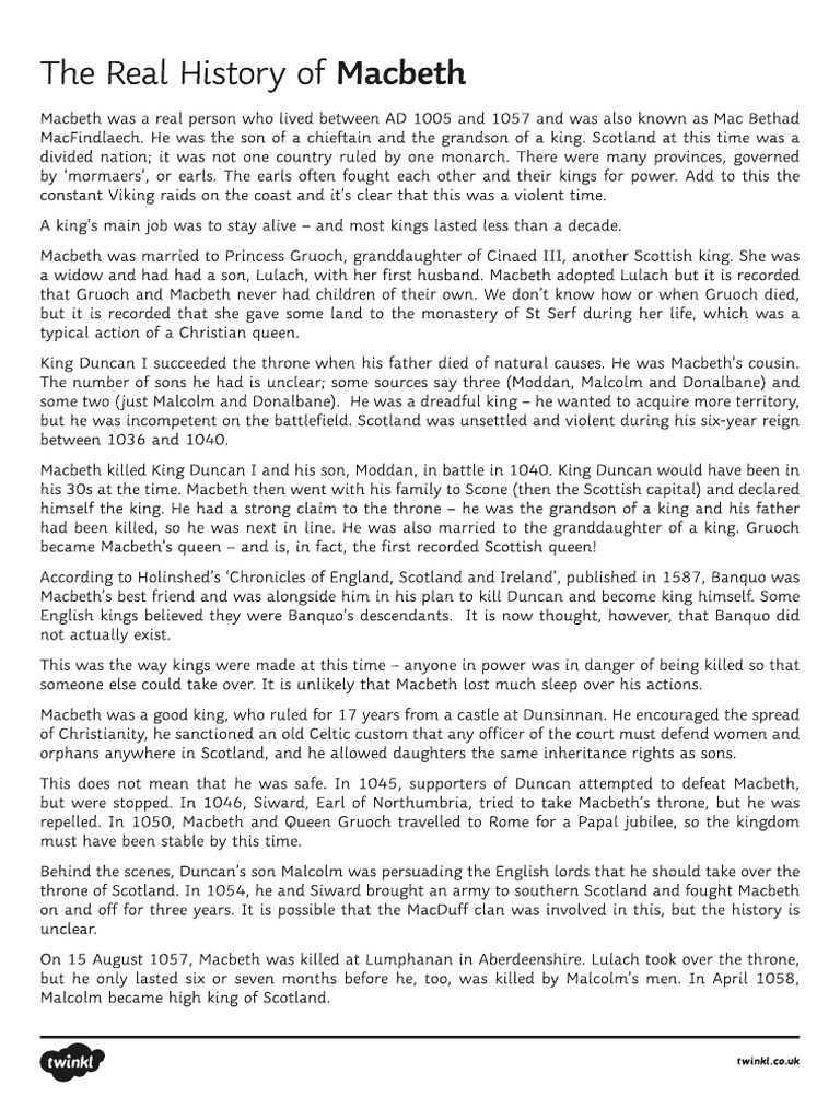 Macbeth - The Real History | PDF