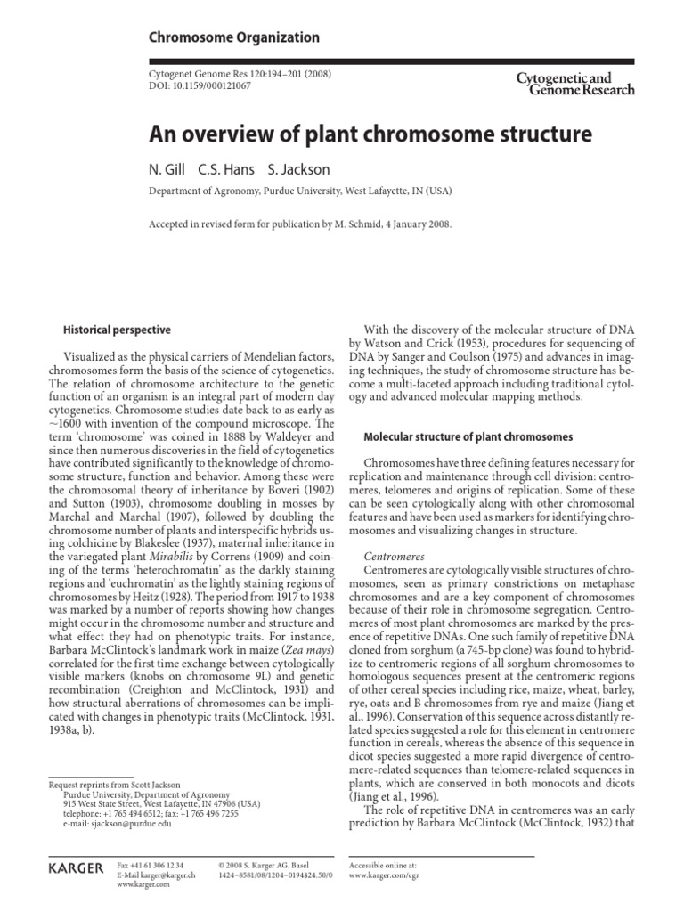Overview of Plant Chromosome Structure | PDF