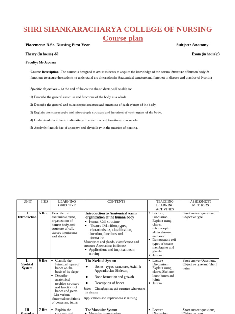 Course Plan | PDF
