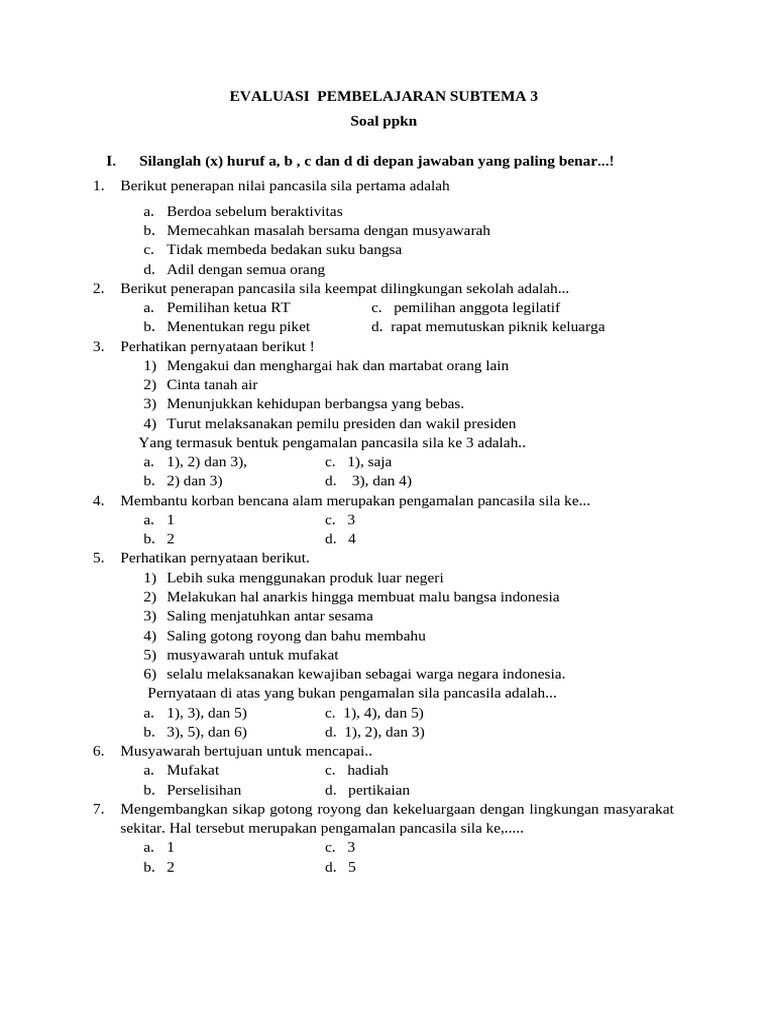Evaluasi Sub Tema 3 | PDF