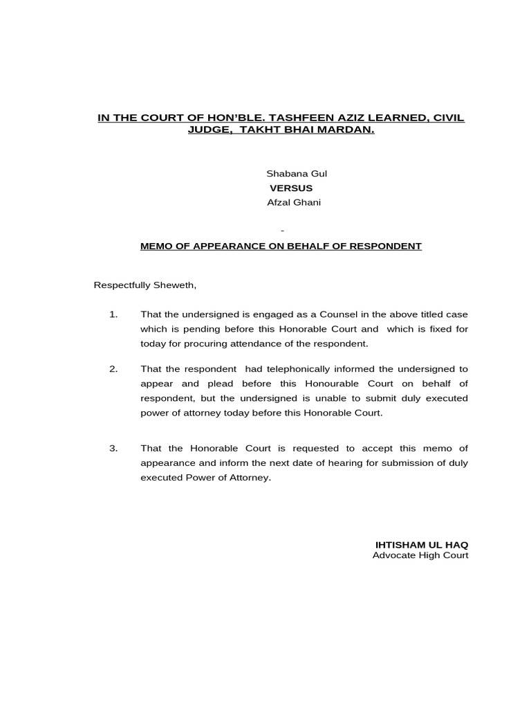 Memo of Appearance | PDF