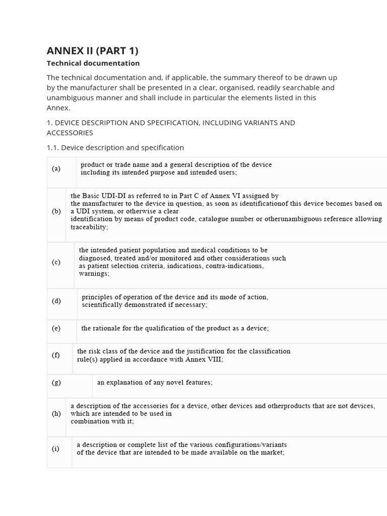 MDR Annex II (Part 1) - TD | PDF MDR Annex II (Part 1) - TD | PDF