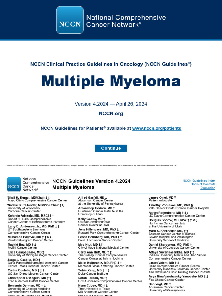 NCCN Guidelines For Multiple Myeloma | PDF | Multiple Myeloma | Self ...