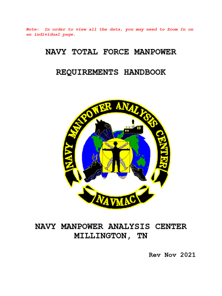 NAVMAC 2021 Navy Total Force Manpower Requirements Handbook | PDF