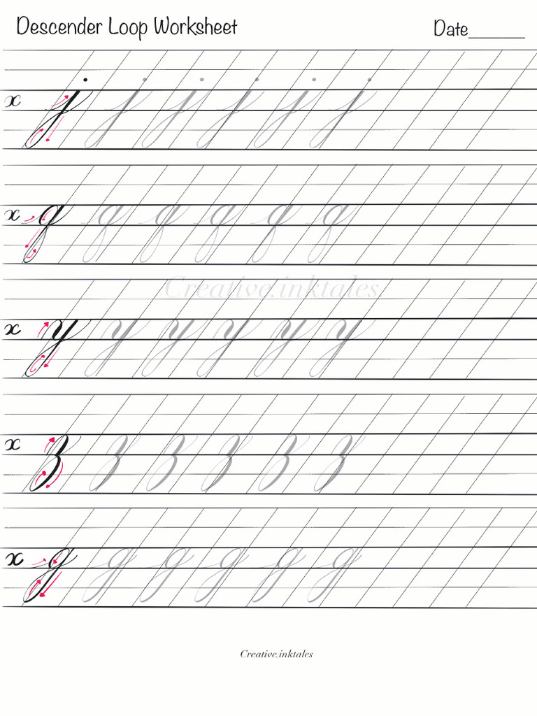 Descender - Worksheet - For Cursive Writing | PDF