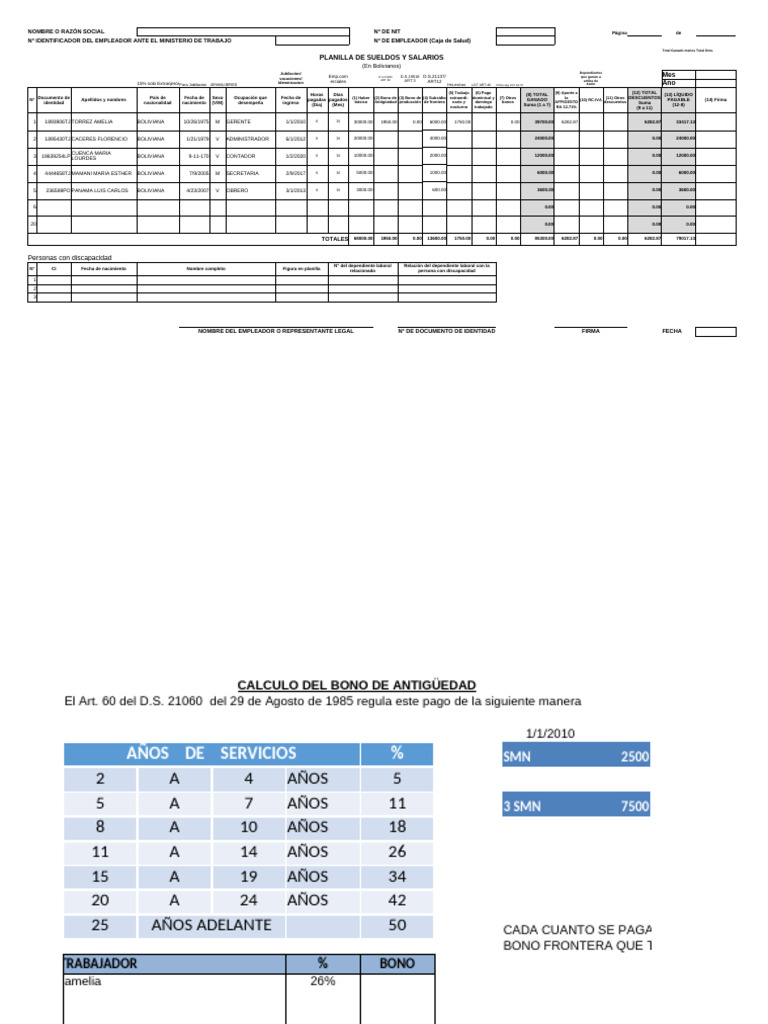 Formato - Planilla - Mensual Ejm Min - Trabajo Clases | PDF