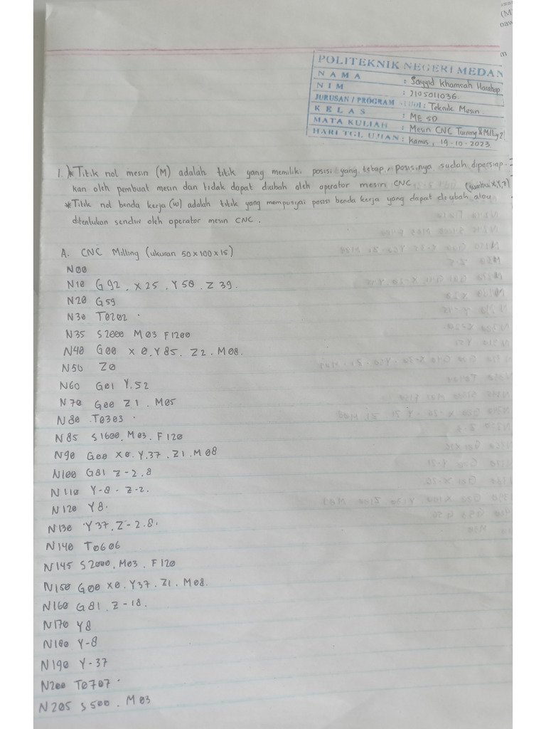 Uts CNC Sayyid Khamsah Harahap | PDF