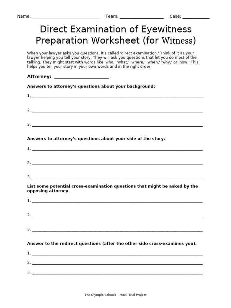 Eye Witness Preparation Form | PDF
