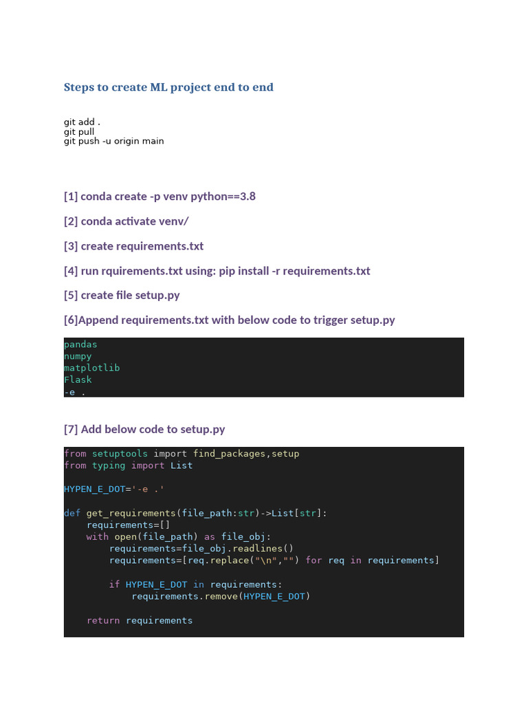 Steps To Create ML Project | PDF