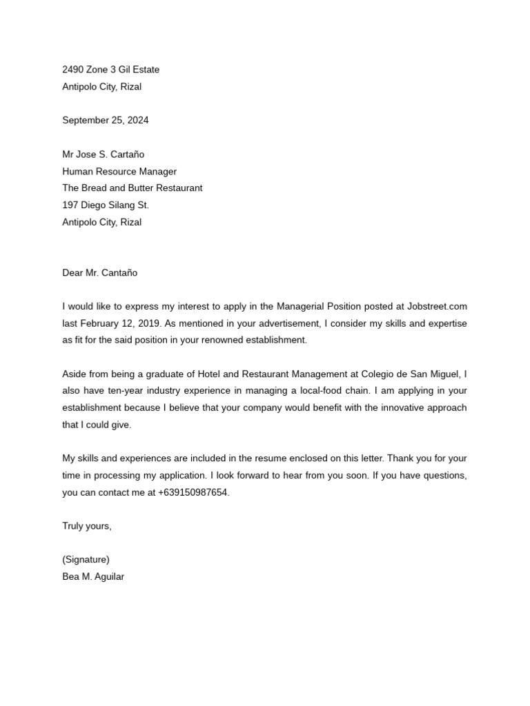 Sample Cover Letter | PDF