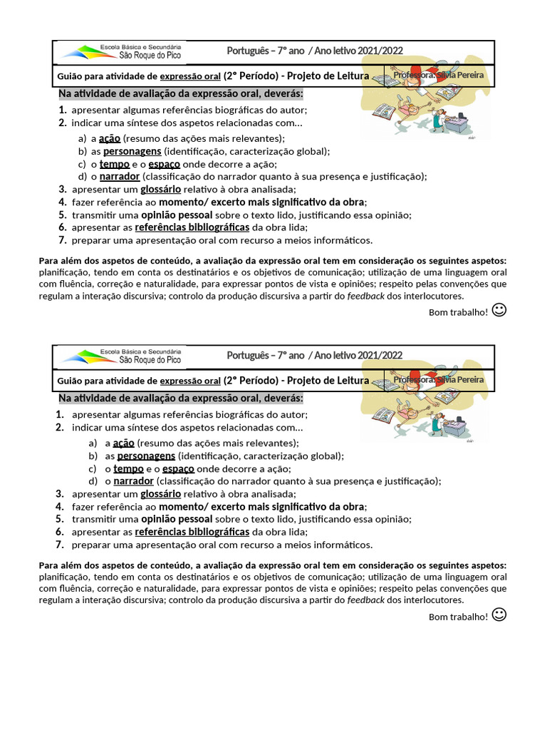 Guião Projeto Leitura 7ano | PDF