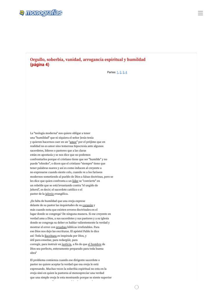 Orgullo, Soberbia, Vanidad, Arrogancia Espiritual y Humildad (Pá | PDF