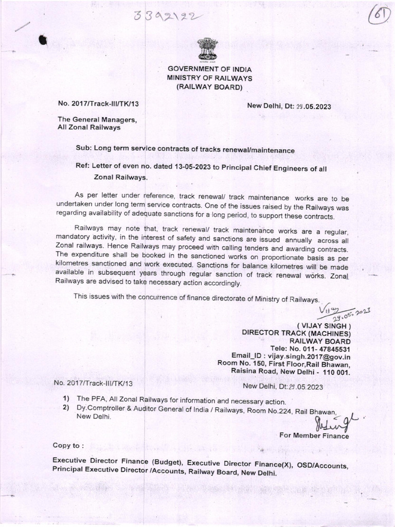 Operations letter of Railway board | PDF