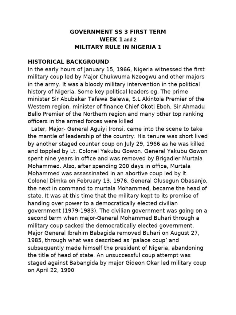 GOVT SS 3 FIRST TERM | PDF