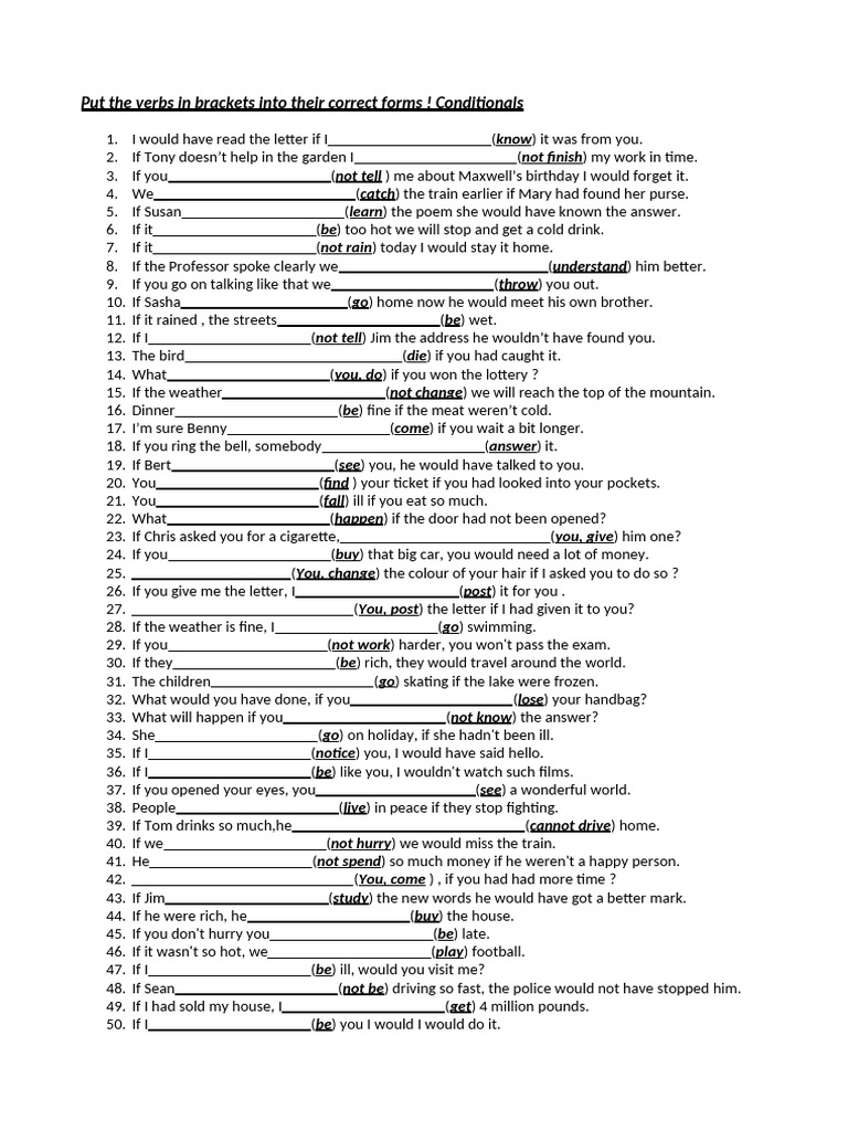 Put The Verbs in Brackets Into Their Correct Forms | PDF