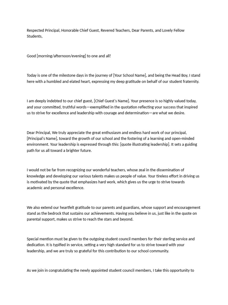 Investiture Ceremony Speech | PDF