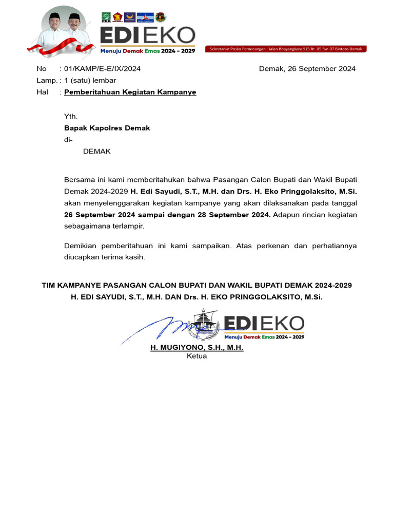 Kampanye Paslon Bupati Demak 2024 | PDF