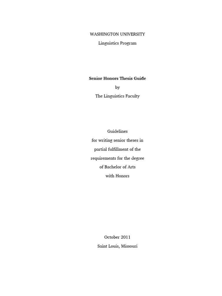 Senior Honors Thesis Guide | PDF