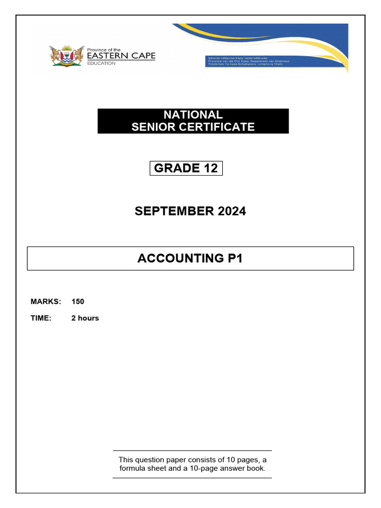 Accounting p1 Gr12 QP Sept2024 - English | PDF