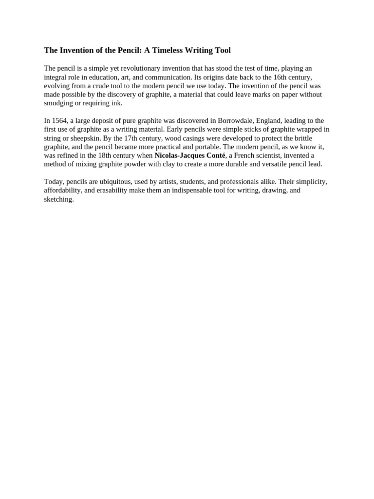 The Invention of The Pencil | PDF