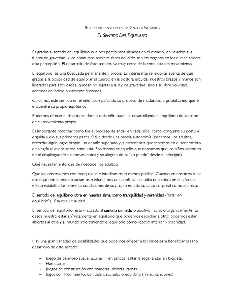 El Sentido Del Equilibrio | PDF El Sentido Del Equilibrio | PDF