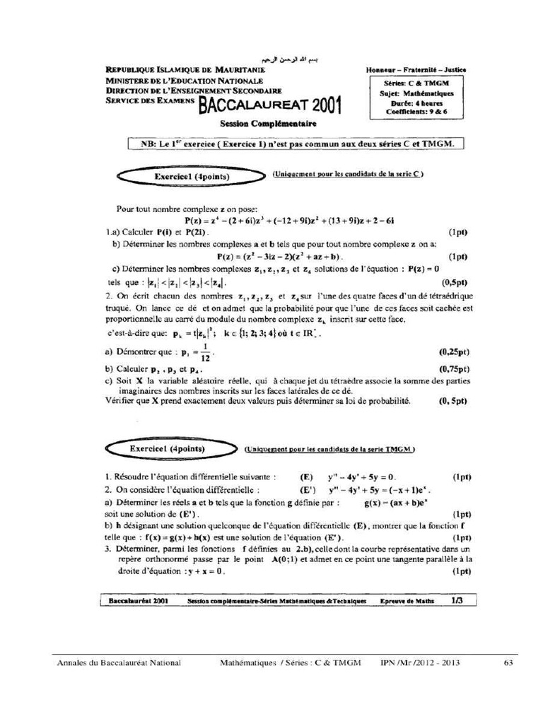 Bac C2001 SC | PDF