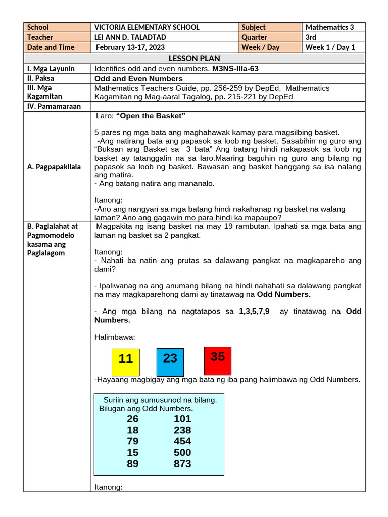 Q3 Week 1 Explicit LP Math 3 Day 1 5 | PDF