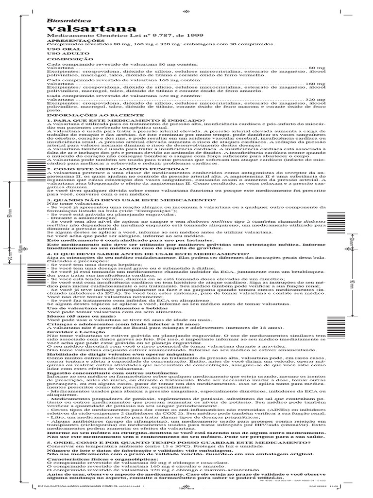 Bula Valsartana | PDF