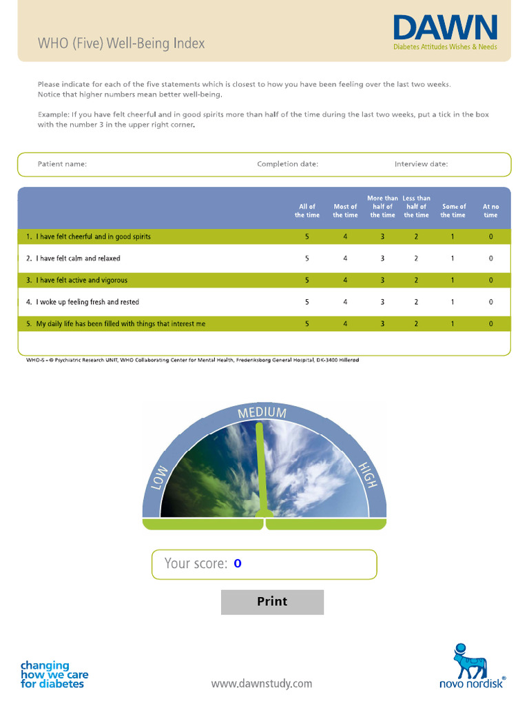Who (Five) Well-Being Index | PDF