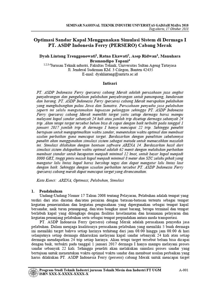 Optimasi Sandar Kapal Menggunakan Simula | PDF