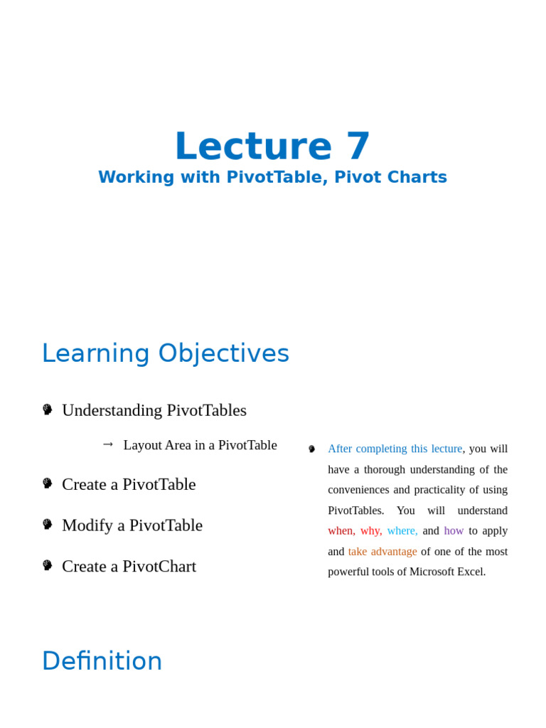 Pivot Table Pdf