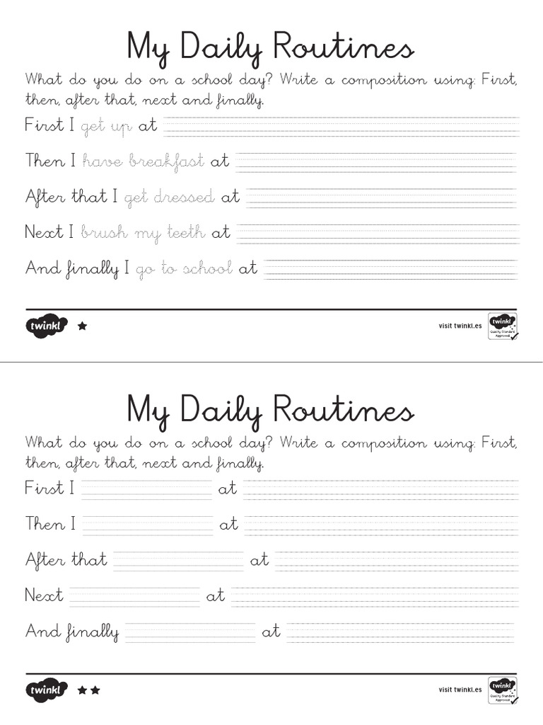 Template To Use: Writing-My-Daily-Routines-English | PDF