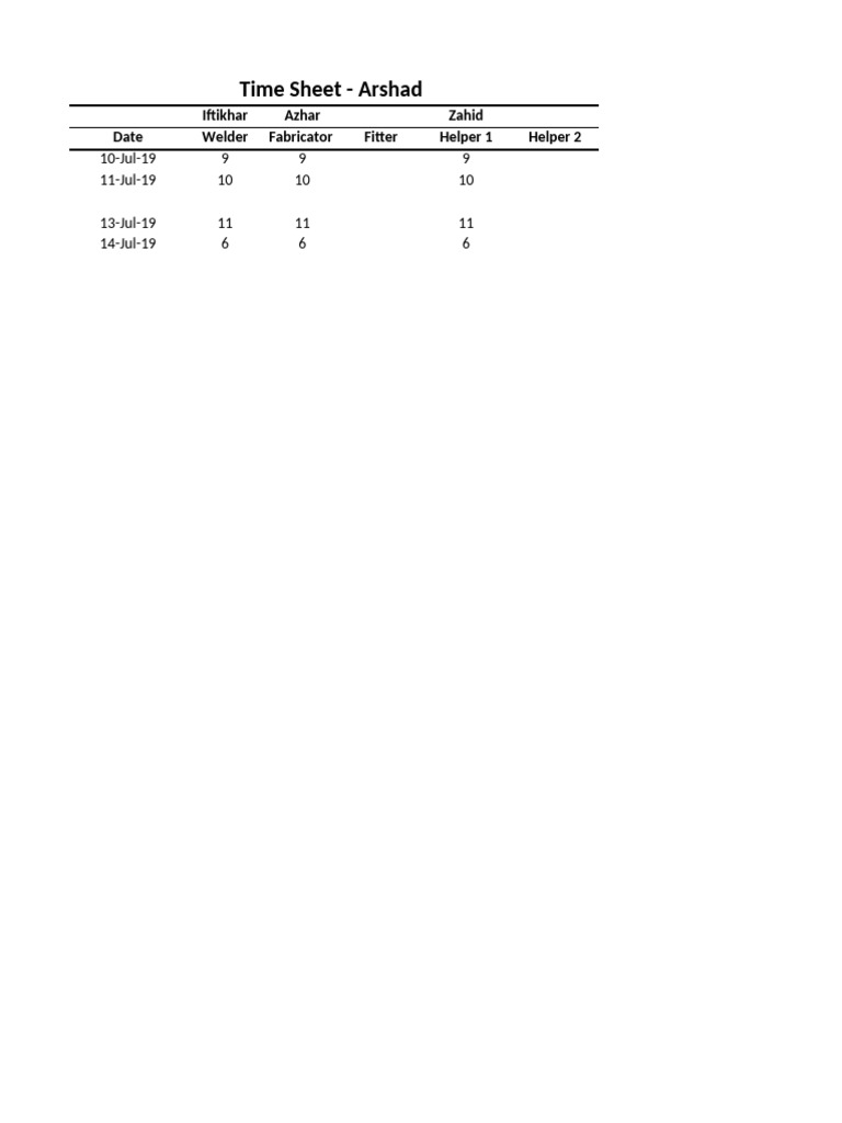 Time Sheet Template | PDF