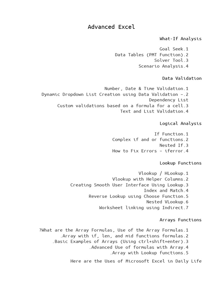 Advanced Excel | PDF