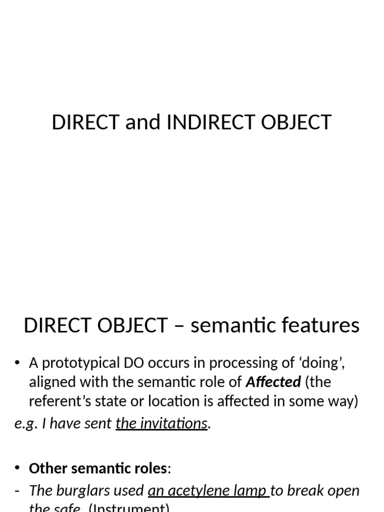 Direct and Indirect Object | PDF