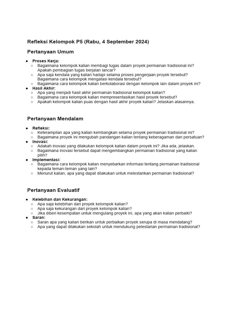 Refleksi P5, 4 Sept 2024 FIX | PDF