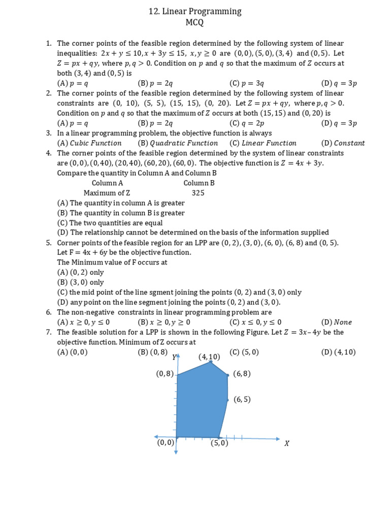 Linear Programming - MCQ | PDF