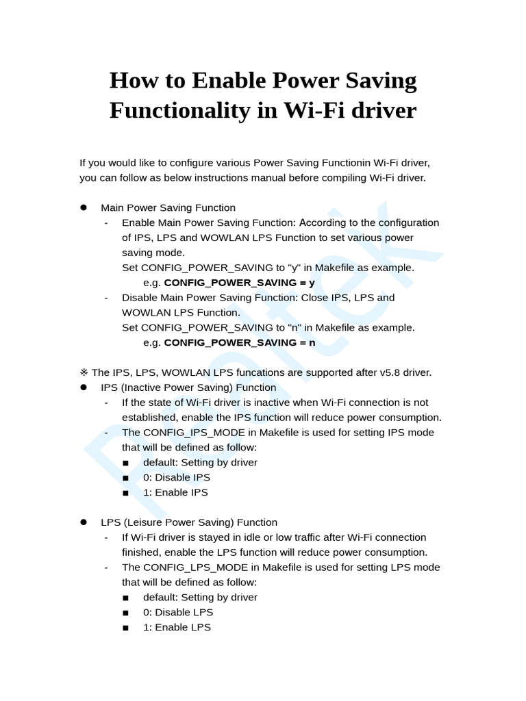 HowTo Enable The Power Saving Functionality | PDF
