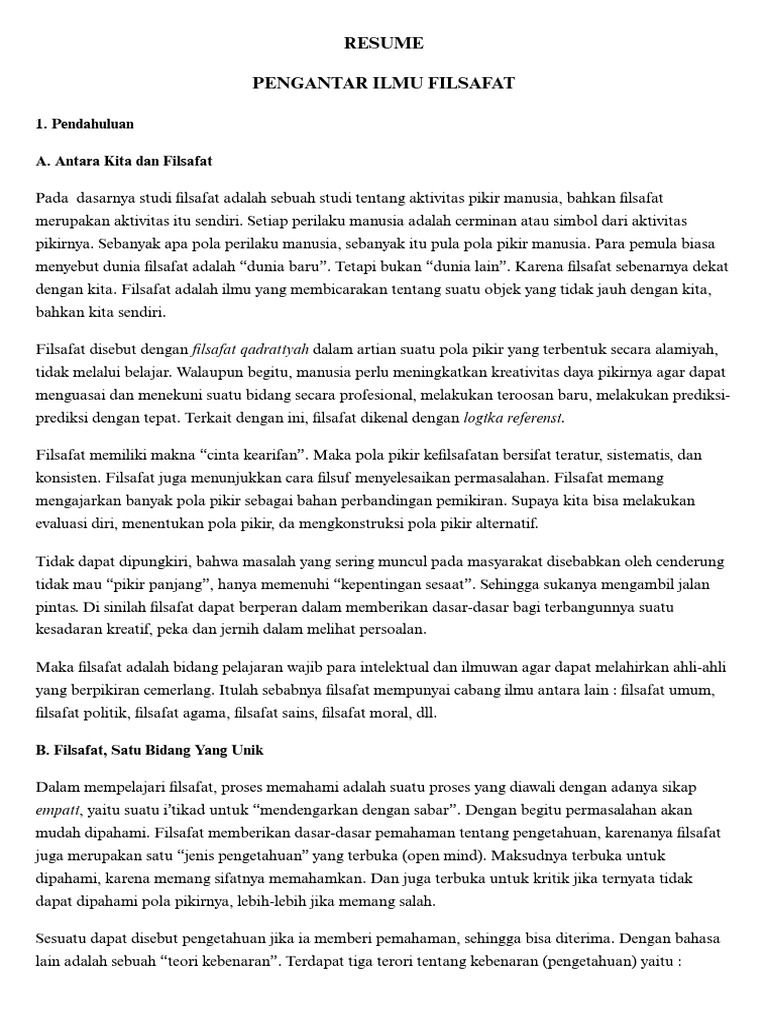 RESUME Pengantar Filsafat - Doc 20240928 140353 0000 | PDF
