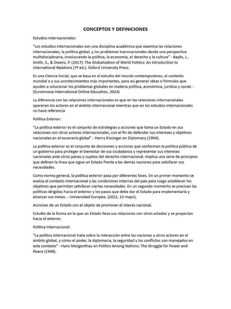 Actividad Conceptos Derecho Internacional | PDF